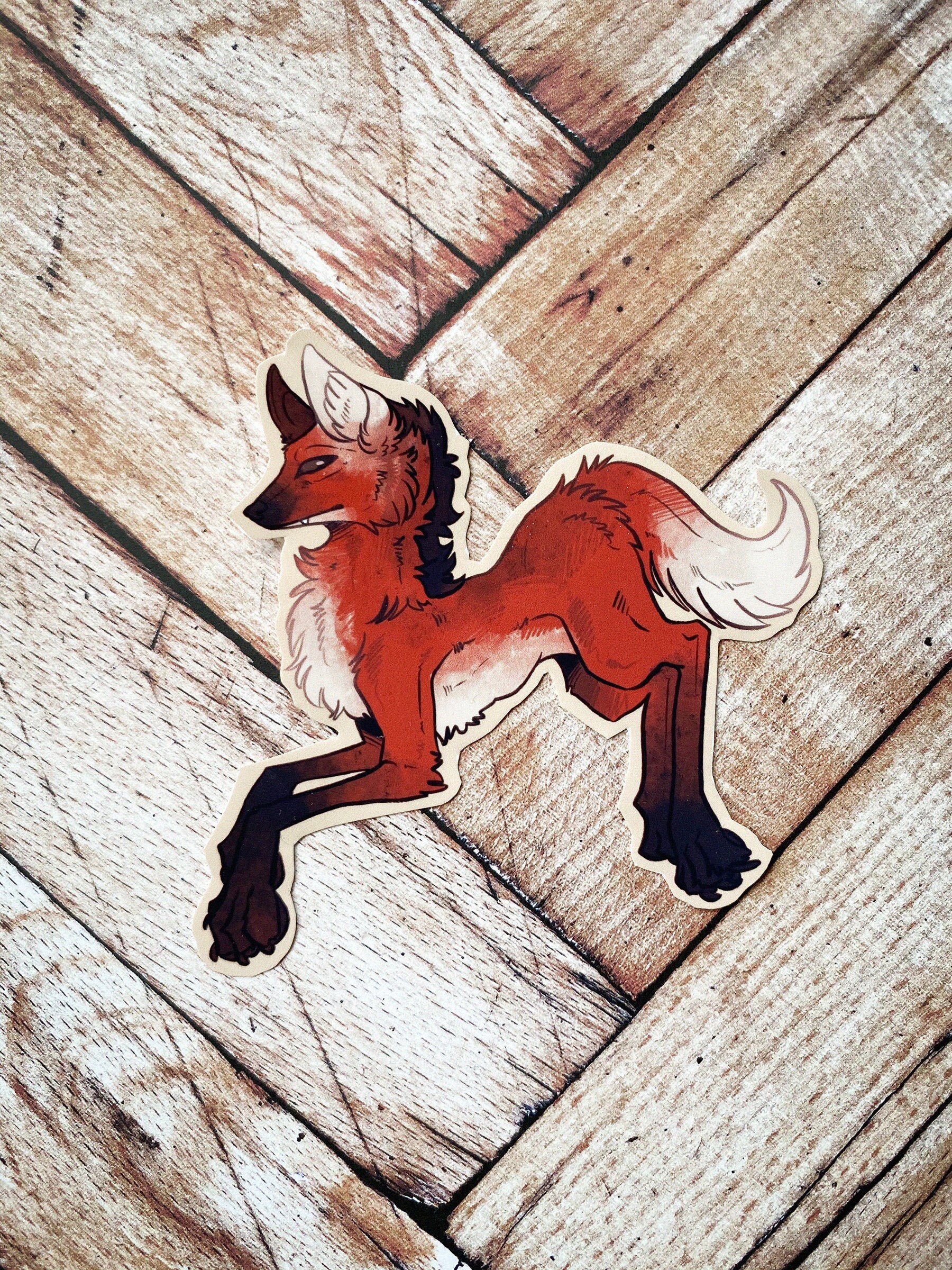 stickers illustration dog animals dogs canine furry wolves maned wolf ...