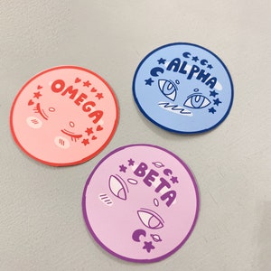 Alpha Omega Beta Round Stickers Aob Omegaverse Fanfiction Fanfic Ao3 ...