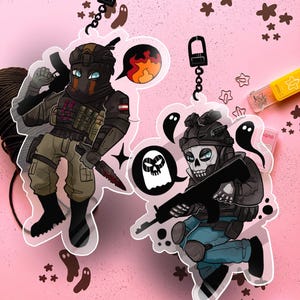 Ghost and Konig Acrylic Epoxy Keychains | Charms - Call of Duty - Cod - König - Simon Riley ...