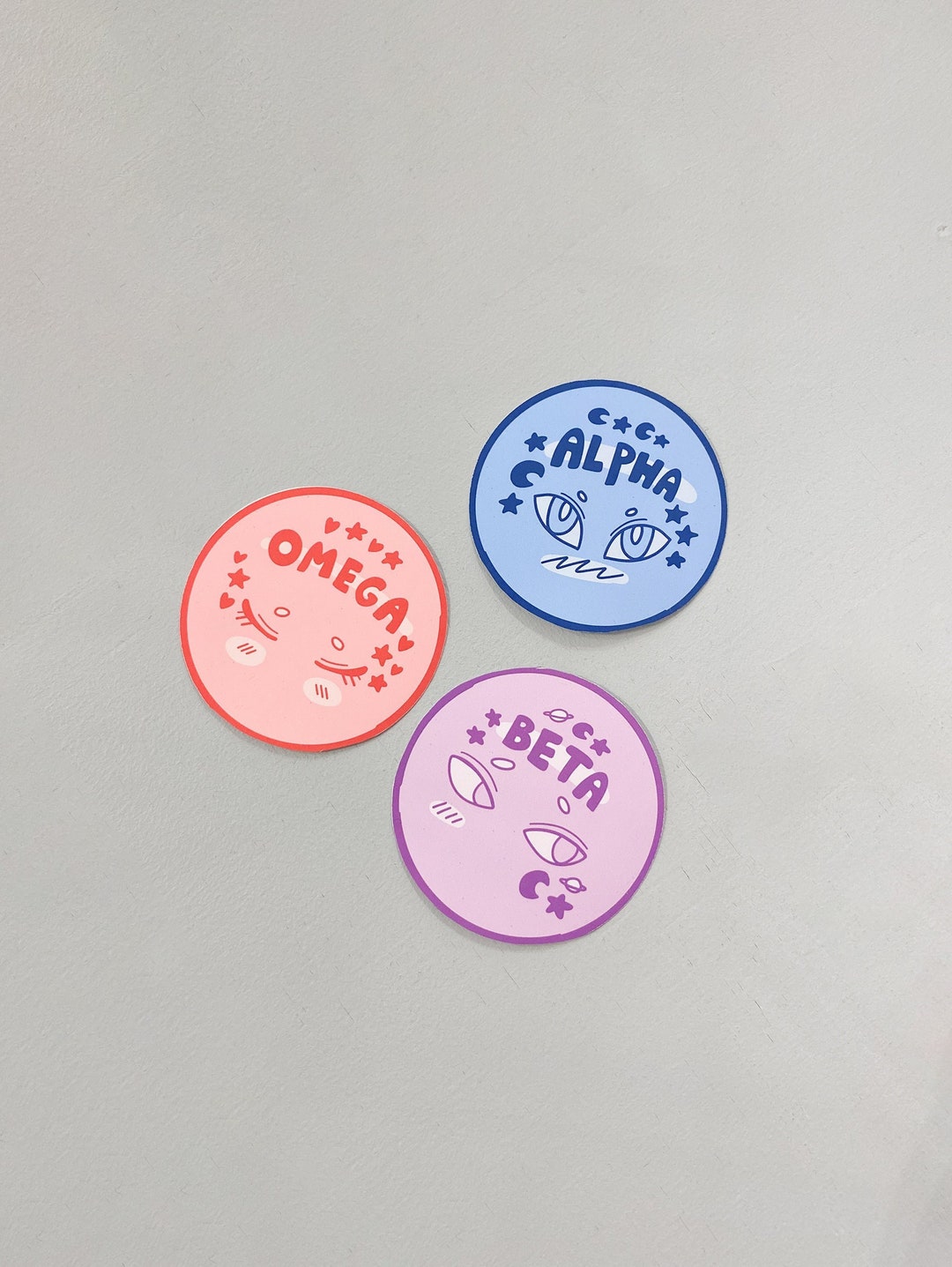 Alpha Omega Beta Round Stickers Aob Omegaverse Fanfiction Fanfic Ao3 ...