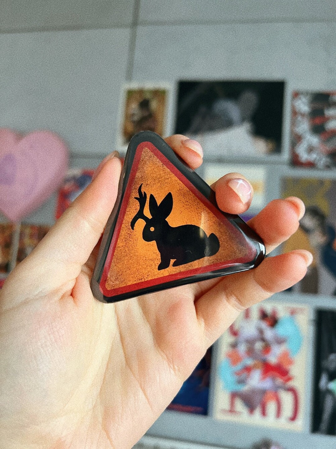 Jackalope Warning Sign - Triangle Button | Cryptid - Scp Badge ...