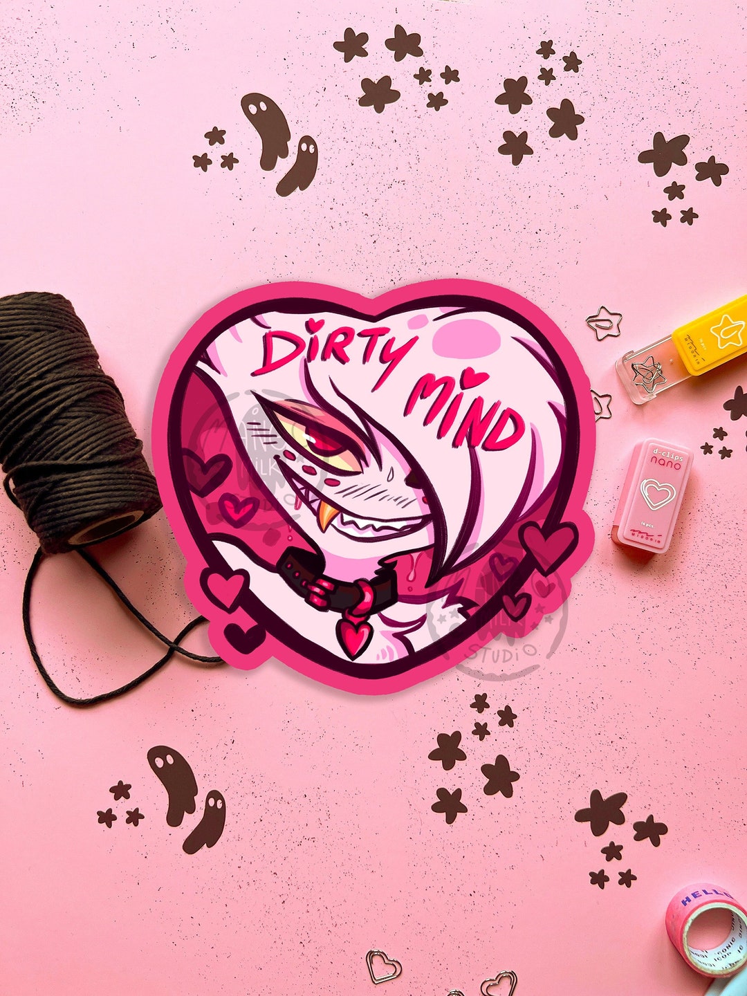 Dirty Mind Angel Dust Vinyl Sticker Large Heart Shaped Sticker Demon ...