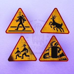Cryptid Warning Signs Vinyl Stickers | Cryptid - Monster - Accurate ...