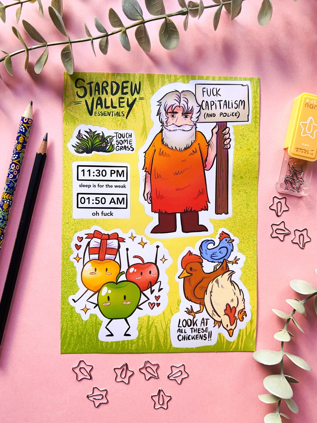 Stardew Valley Essentials Sticker Sheet - Vinyl Stickers | Pelican Town ...