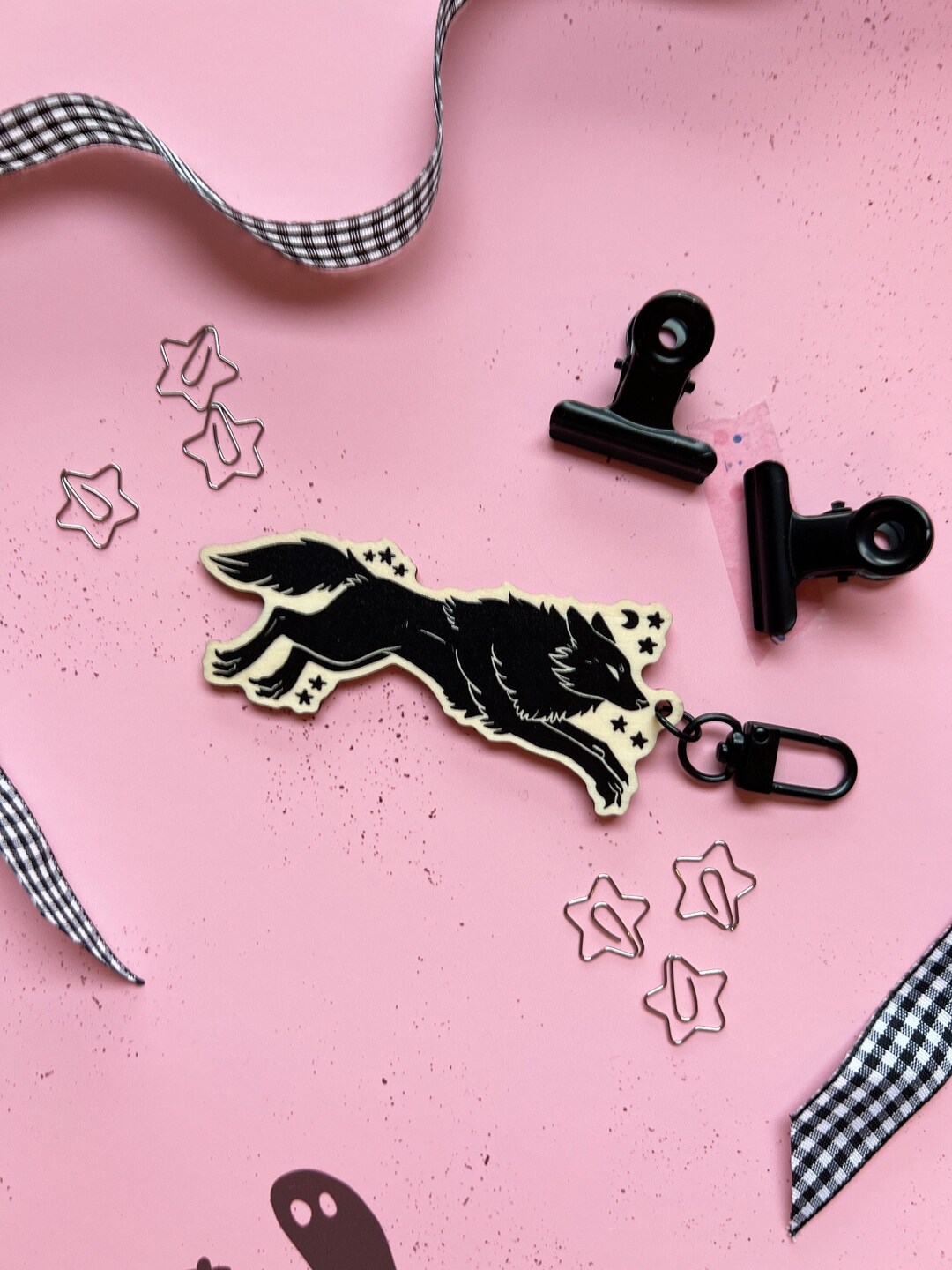 Running Wolf Wooden Keychain Wolves Furry Fursona Familiar Witchy ...