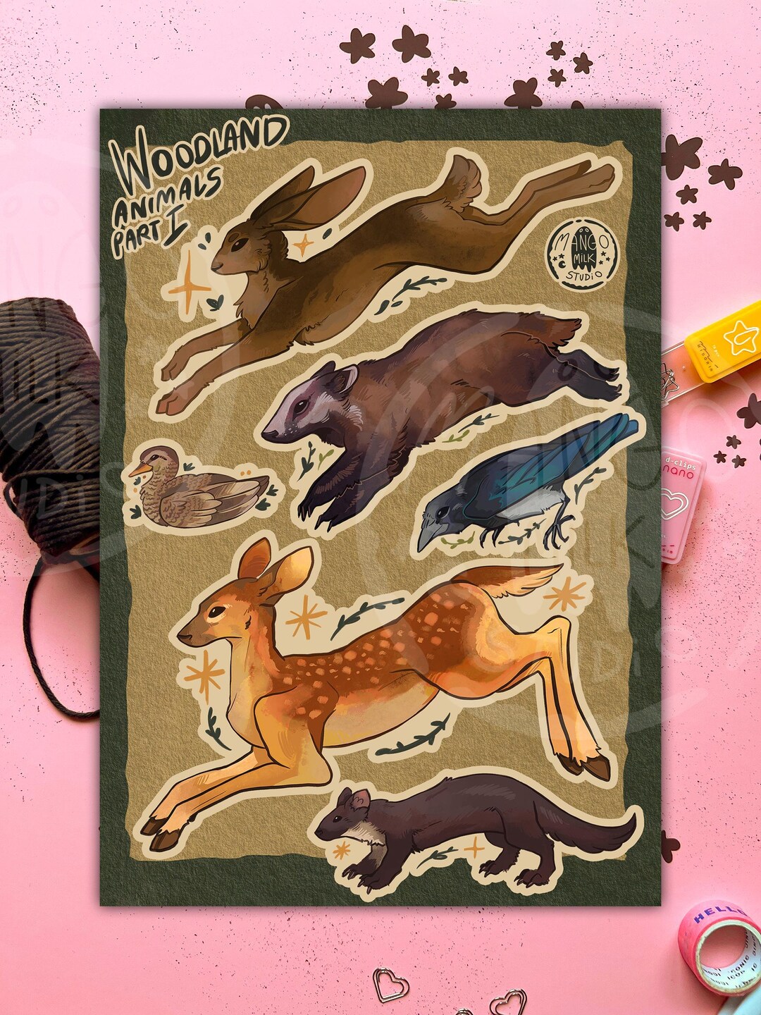 Woodland Animals - Vinyl Sticker Set | Hare - Duck - Badger - Magpie ...