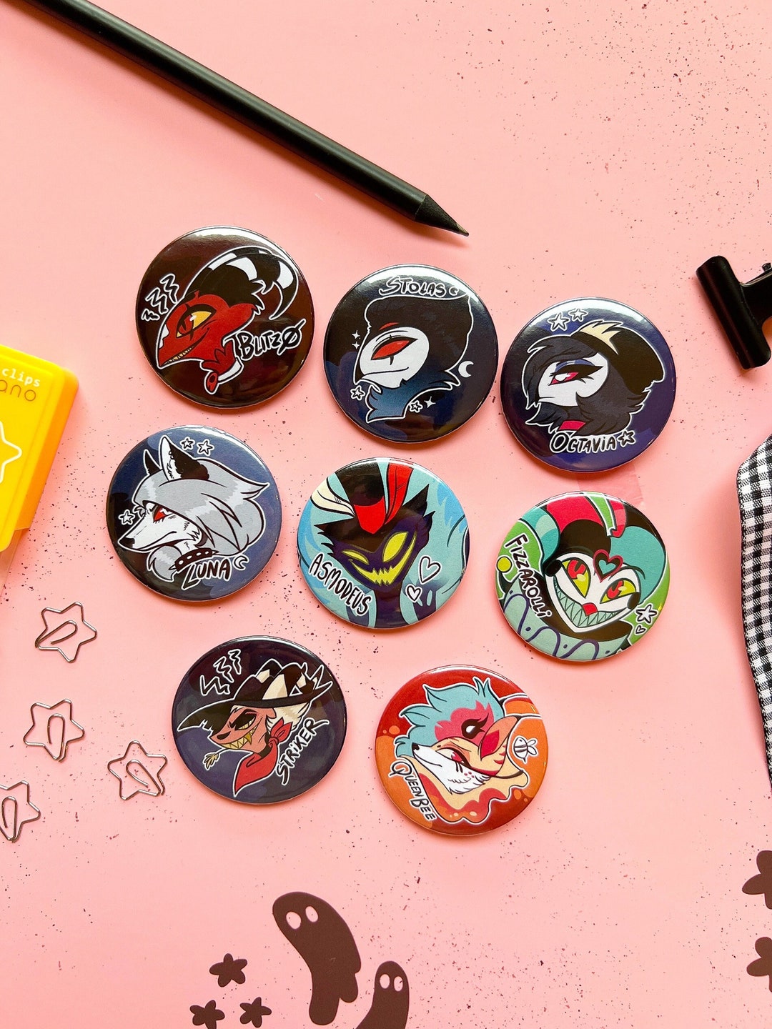 Helluva Boss Little Round Badges Pin Pins Hell Demon Blitzo Stolas ...