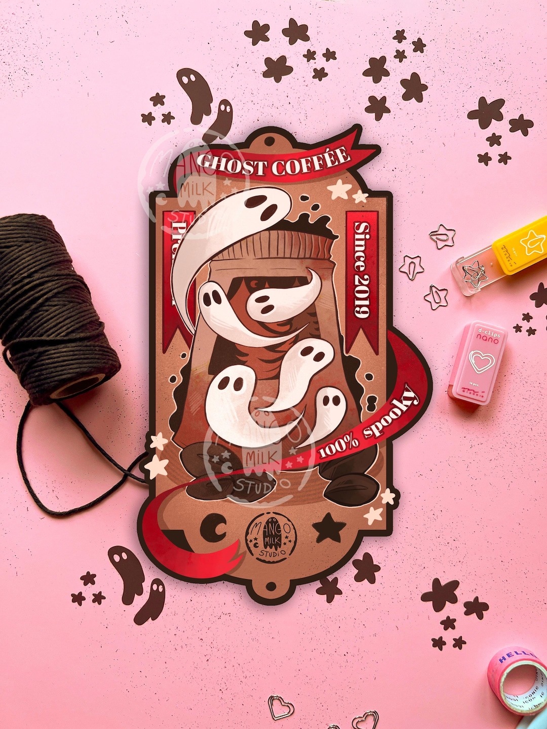 Ghost Coffee - Big Vinyl Label Sticker | Coffee Lover - Barista ...