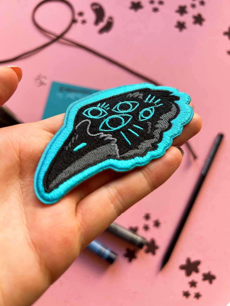 Creepy Raven Embroidered Patch | Cryptid Raven - Bird - Crow ...