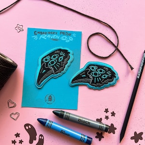 Creepy Raven Embroidered Patch | Cryptid Raven - Bird - Crow ...