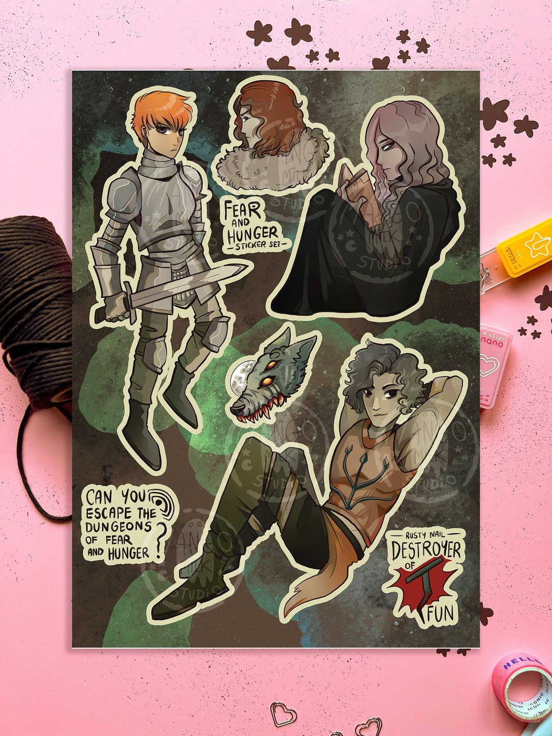 Fear and Hunger Vinyl Sticker Set Funger Cahara Enki Moonless Darce ...