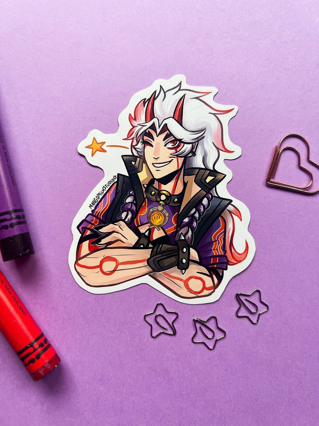 Itto Vinyl Sticker Genshin Impact Geo Inazuma Oni - Etsy