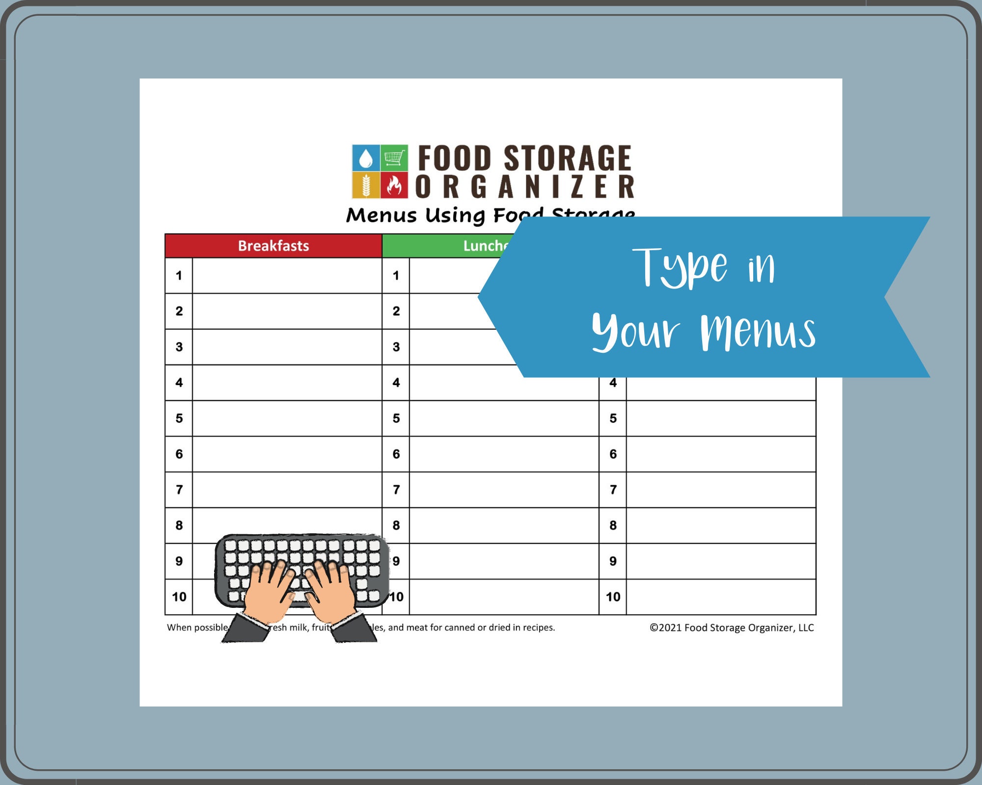 Editable Printable Food Storage Menus PDF Digital Download - Etsy UK