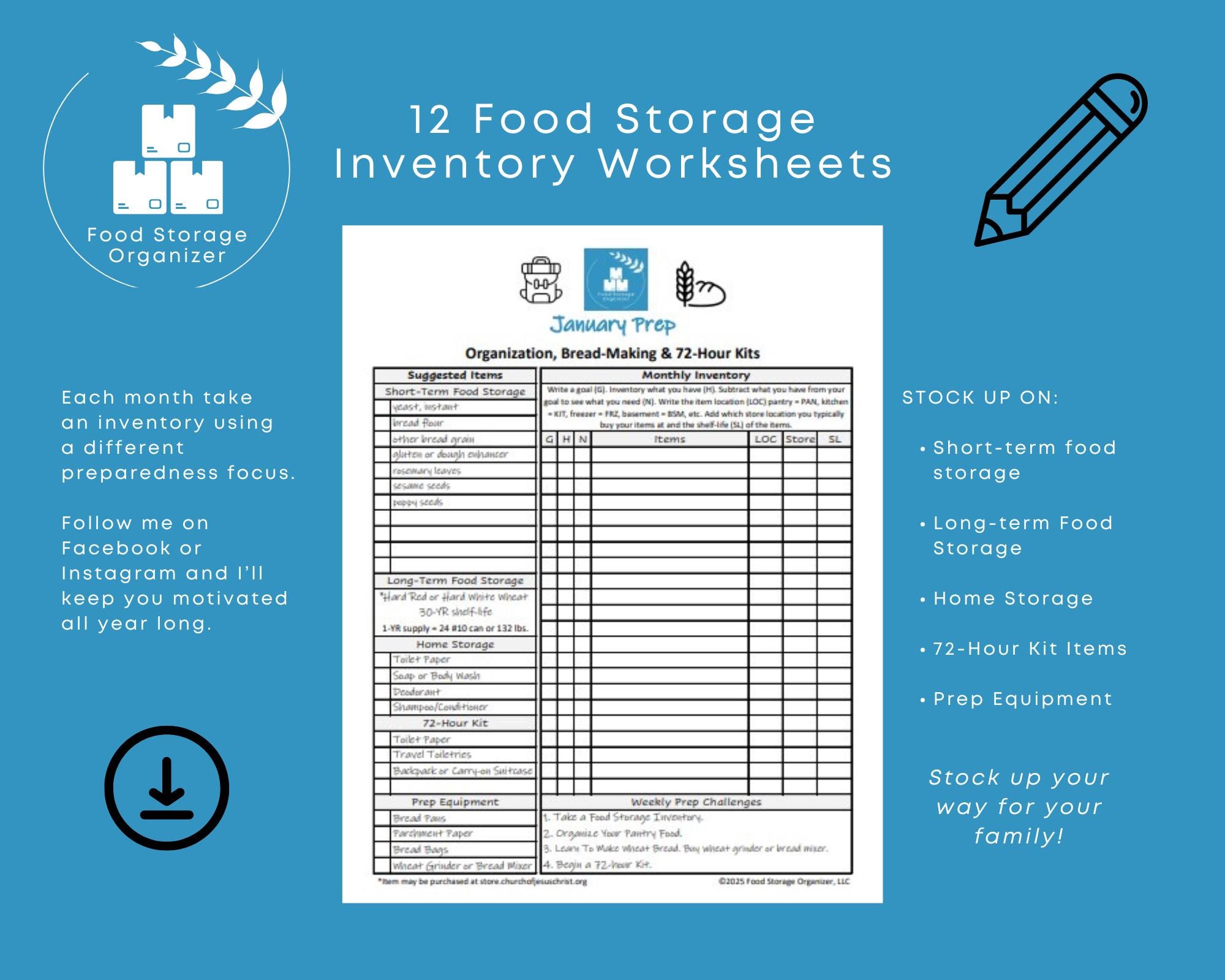 Food Storage Inventory Worksheets/pantry Foods/emergency and 72-hour ...