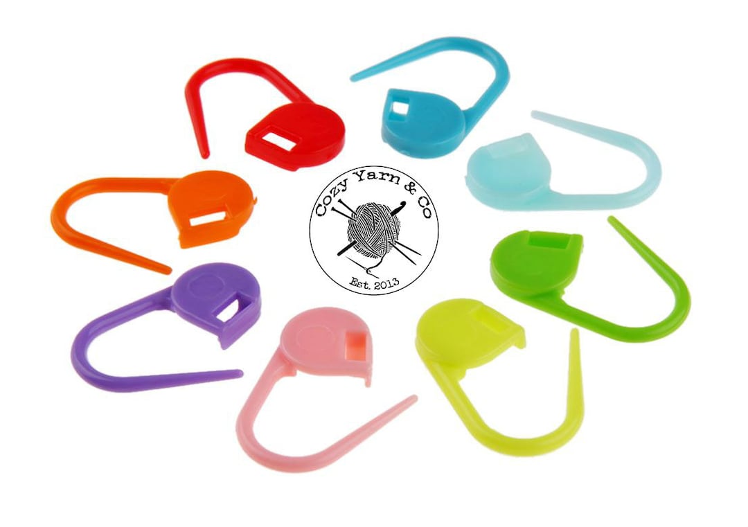 Plastic Locking Safety Pin 25 Stitch Markers Rainbow Mix Crochet ...