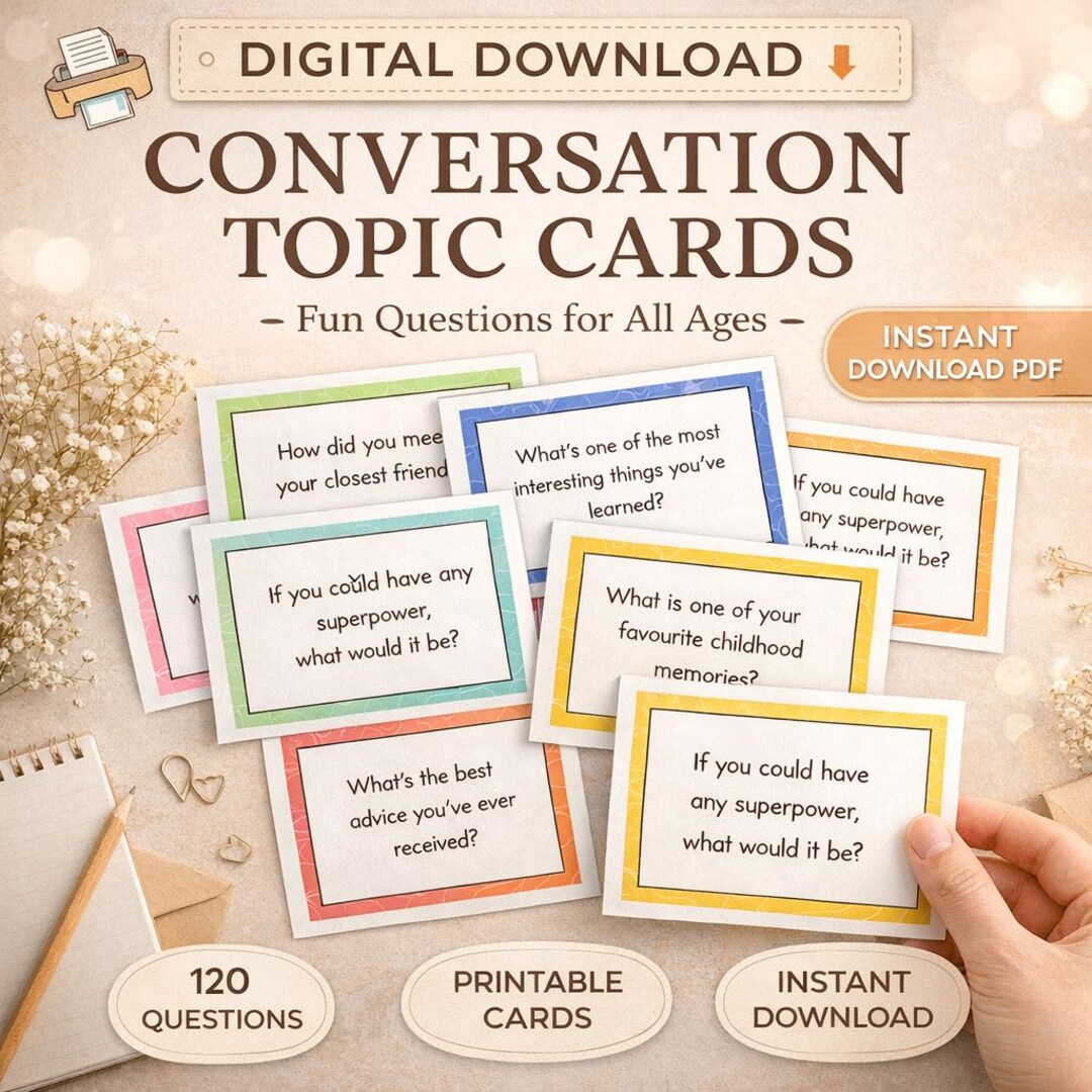 Conversation Topic Cards Game PDF Dementia Activity - Mindful Chatter ...