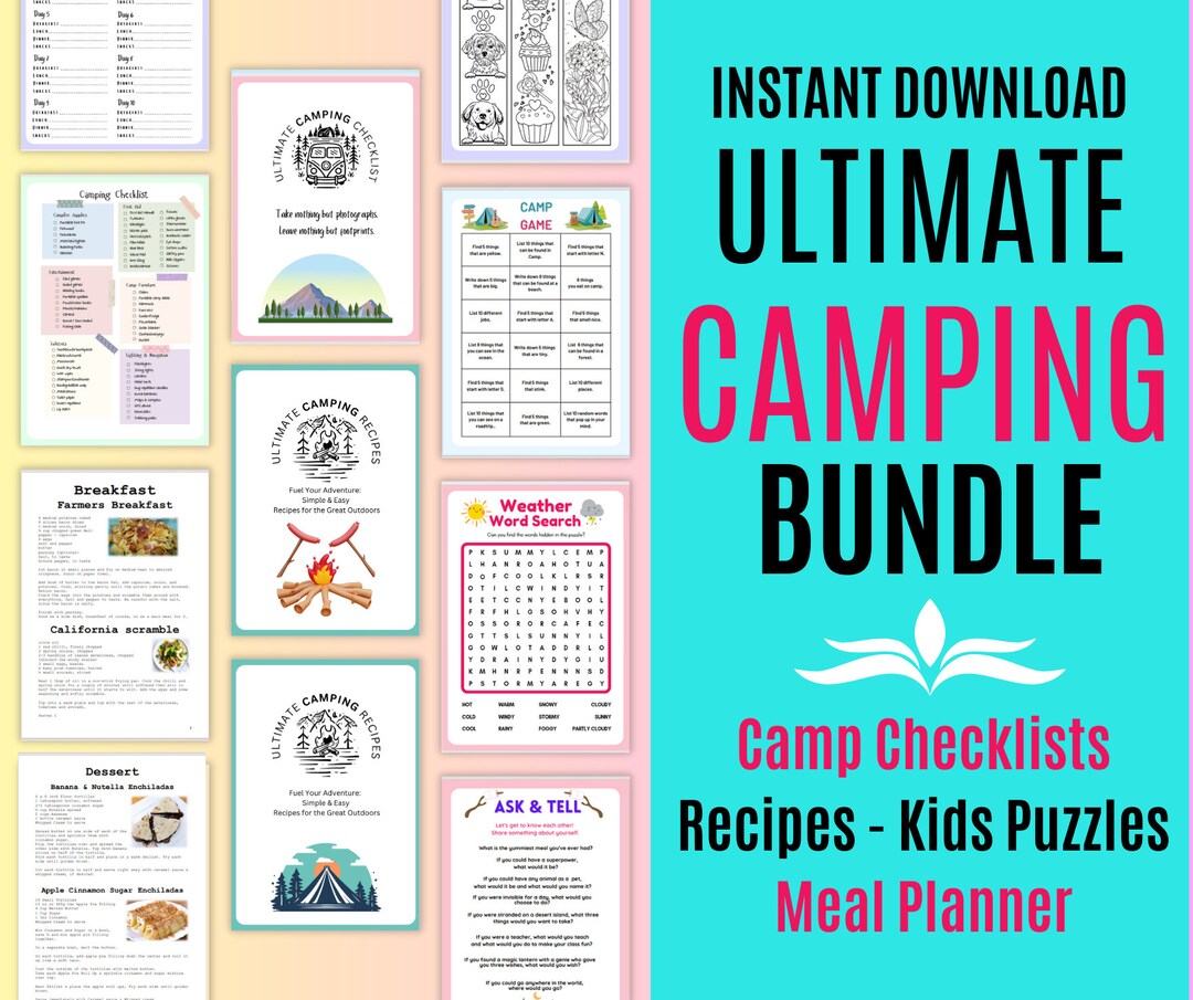 Ultimate Camping Bundle: Checklist - 36 Kids Car Activities - 40 Camp ...