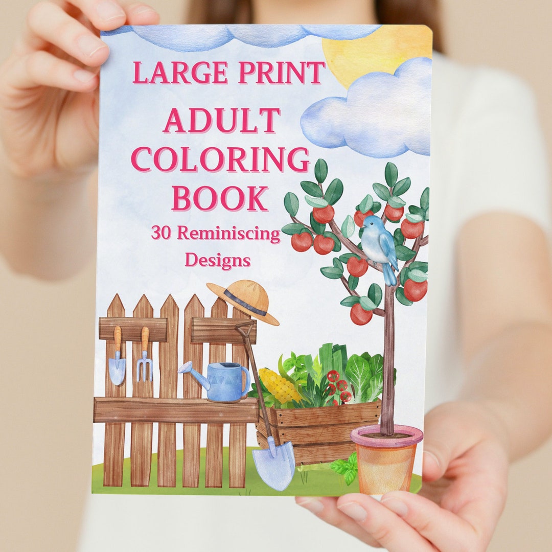Adult Large Print Coloring Art Therapy Book Instant Download Designed ...