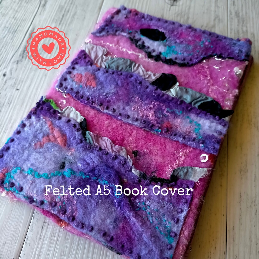 Felt Journal Cover Handmade Notebook Diary Pink & Purple Artisan ...