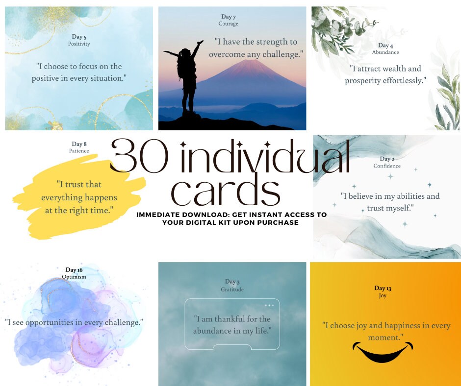 30 Days of Positive Affirmation Kit: Transform Your Mindset and Achieve ...