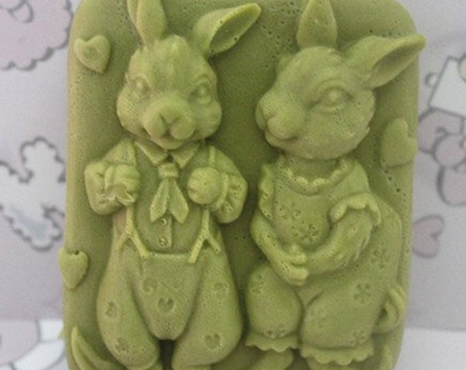 Rabbit Couple Silicone Mold 1 Cavities Bunny Soap Mold Rabbit Silicone ...
