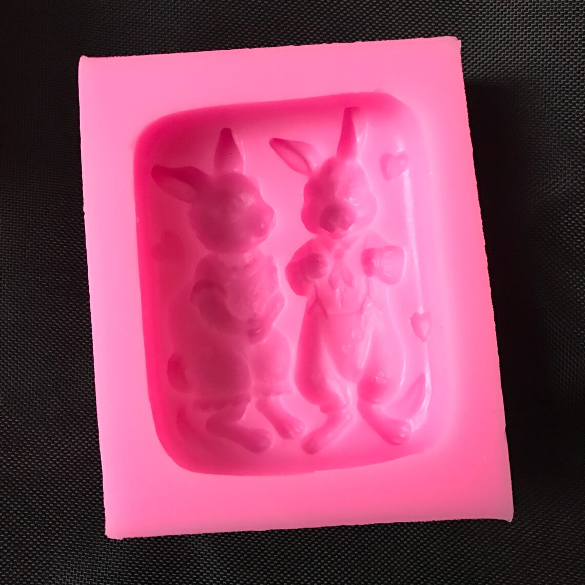 Rabbit Couple Silicone Mold - 1 Cavities - Bunny Soap Mold Rabbit ...