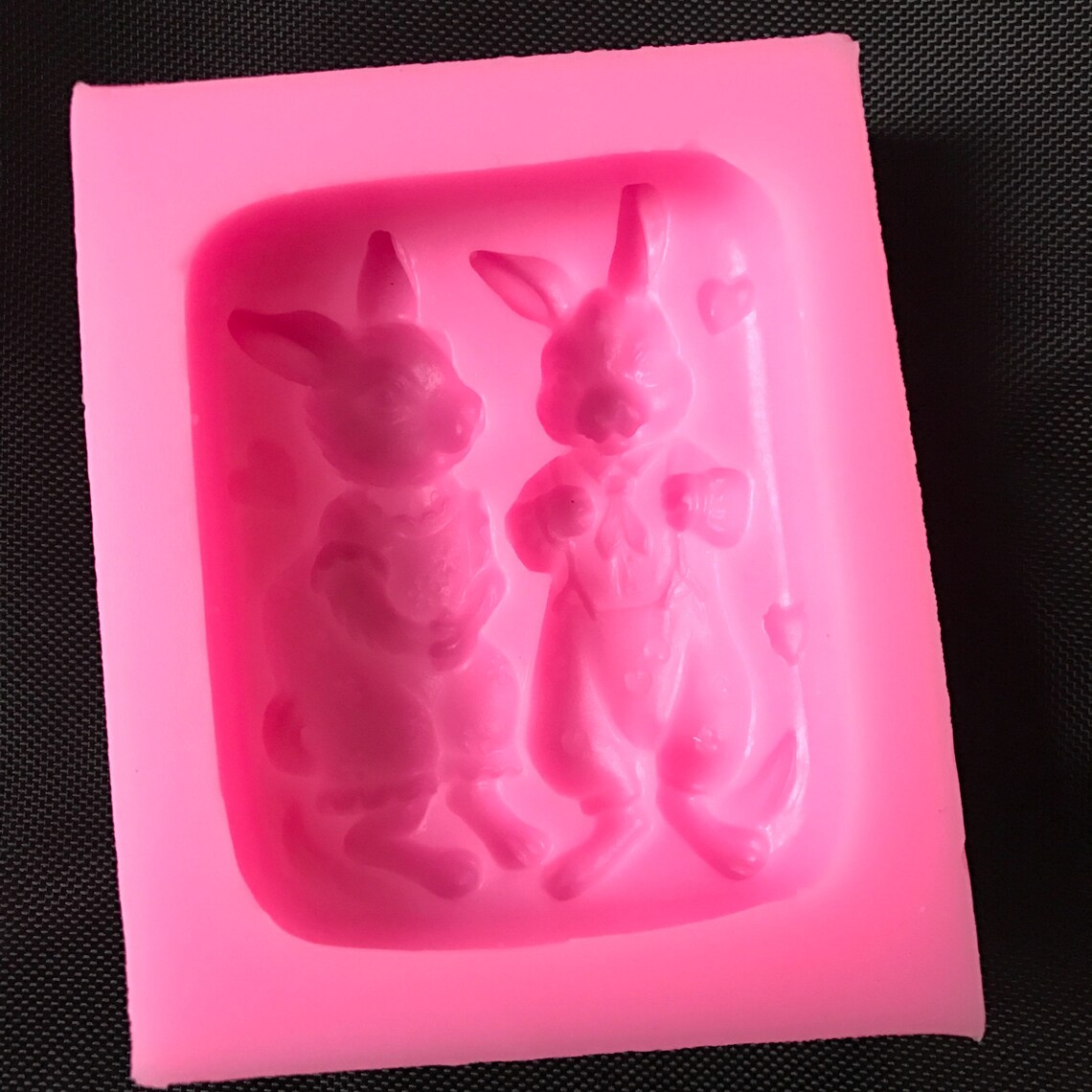 Rabbit Couple Silicone Mold - 1 Cavities - Bunny Soap Mold Rabbit ...