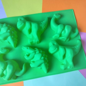 LARGE Dinosaurs Silicone Soap Mold - 6 Cavities - Dinosaurs Soap Mold ...