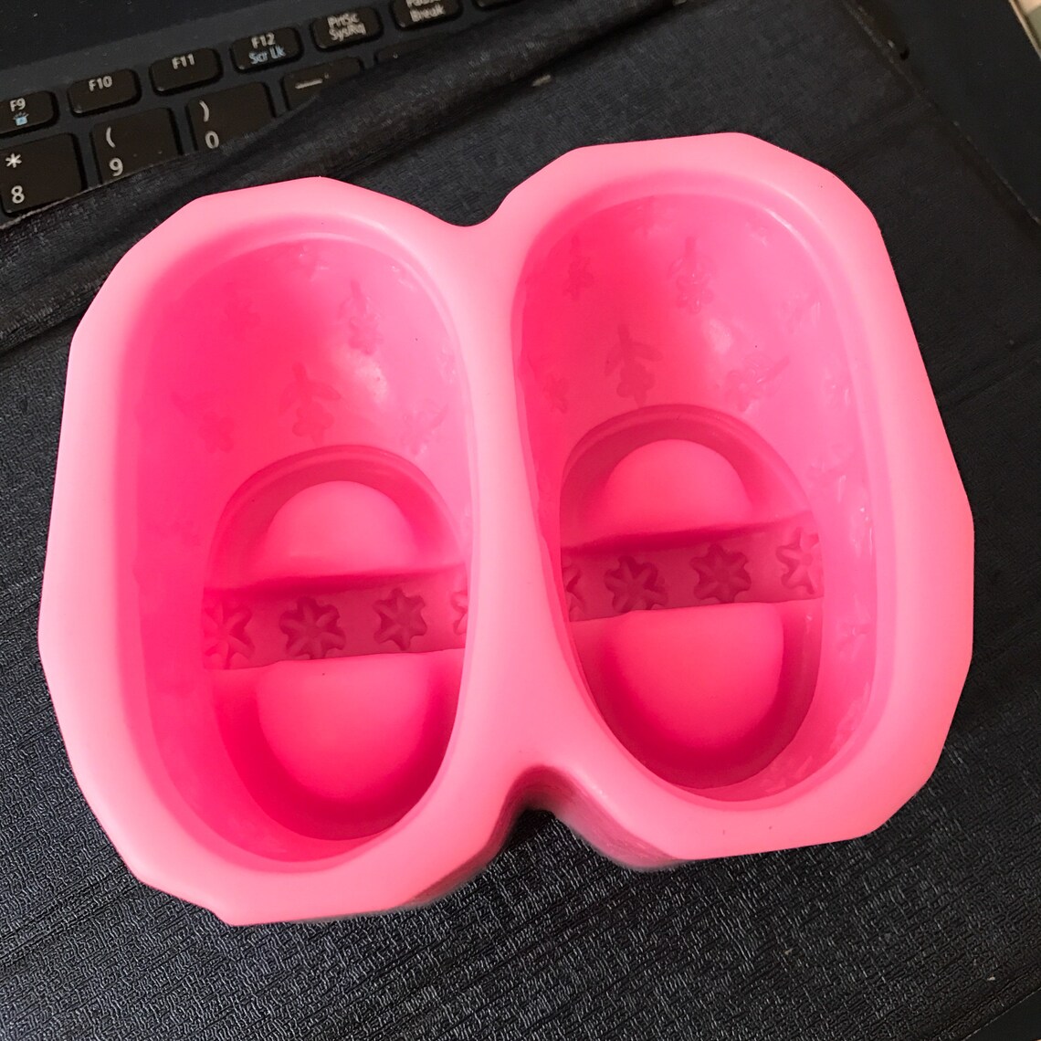 3D A Pair of Baby Girl Shoes Silicone Mold- 2 Cavities - Shoes Soap ...