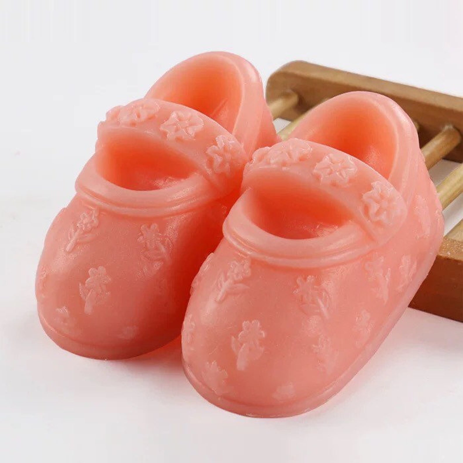 3D A Pair of Baby Girl Shoes Silicone Mold- 2 Cavities - Shoes Soap ...