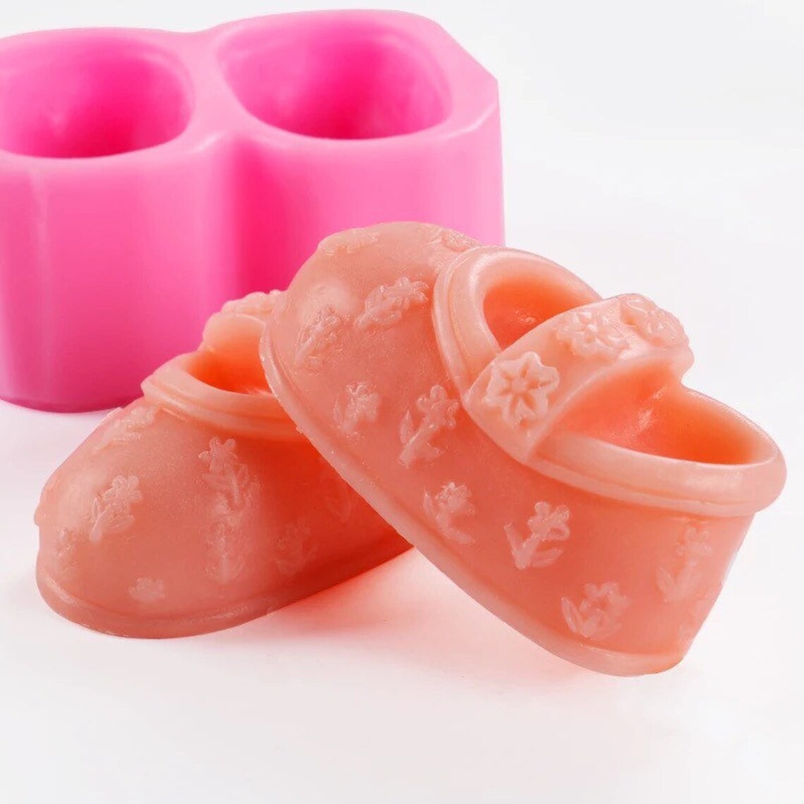 3D A Pair of Baby Girl Shoes Silicone Mold- 2 Cavities - Shoes Soap ...