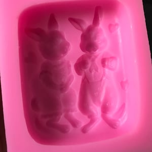 Rabbit Couple Silicone Mold - 1 Cavities - Bunny Soap Mold Rabbit ...
