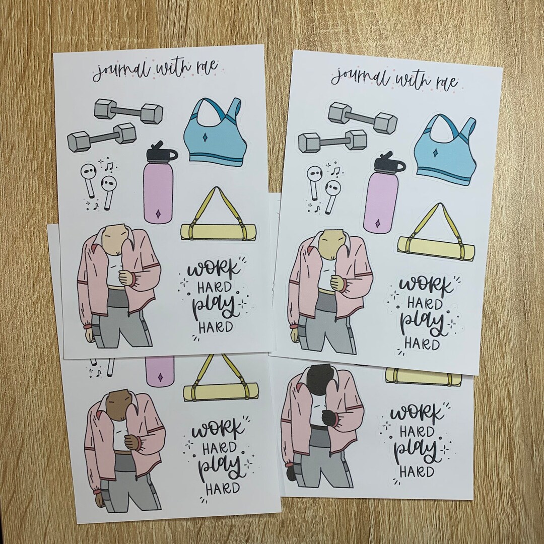 B-GRADE | Work Hard Play Hard Sticker Sheet | for Bullet Journals ...