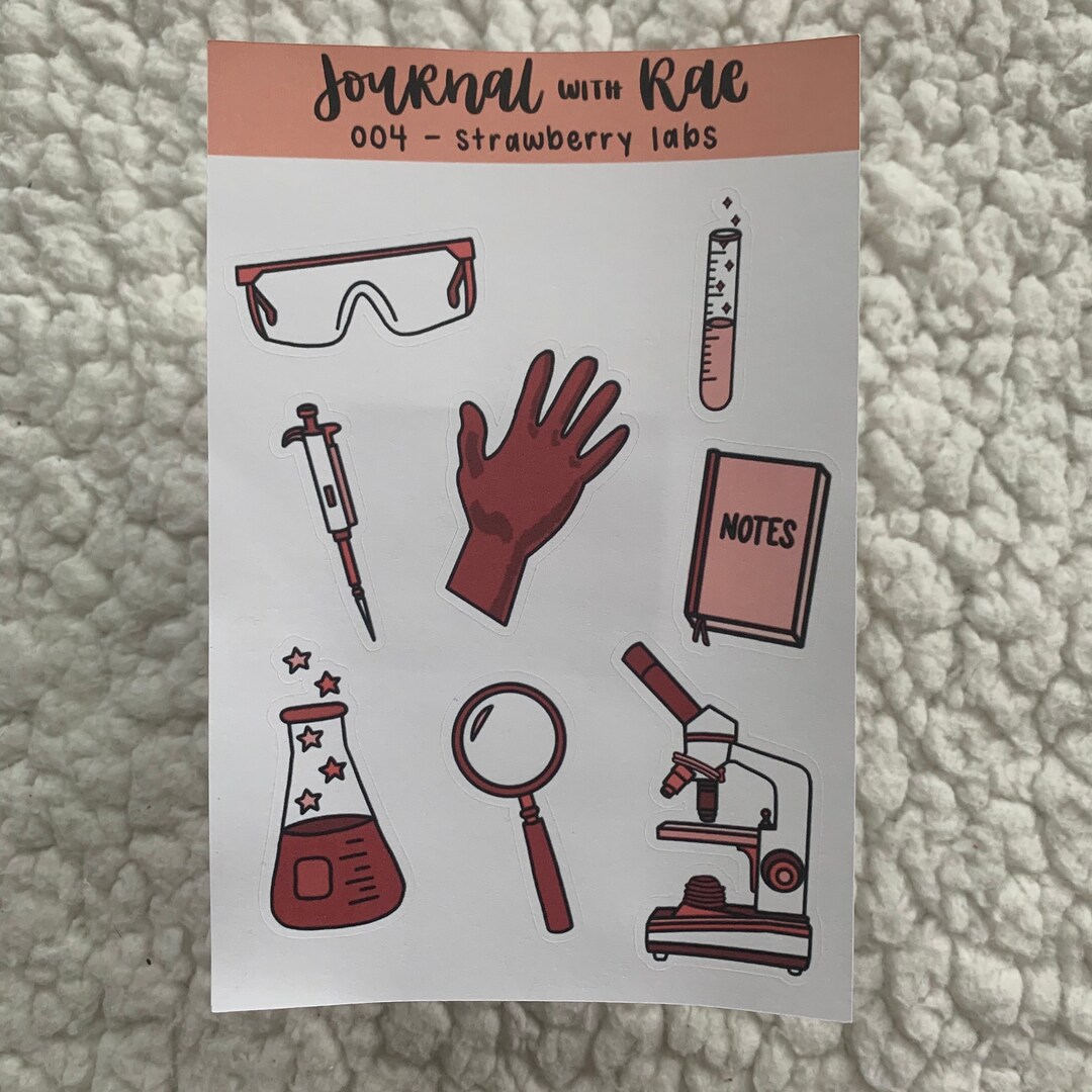 Strawberry Science Sticker Sheet | for Bullet Journals, Planners ...