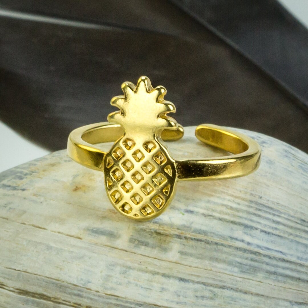 Gold Pineapple Ring Girlfriend Gift Boho Adjustable Stacking - Etsy