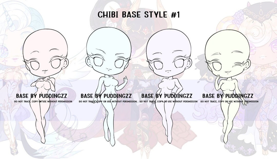 Chibi Digital Bases Reference Poses Template Adopt Anime Base Style 1 ...