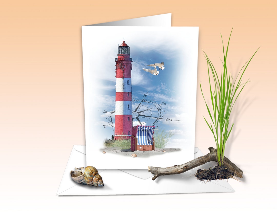 Amrum Lighthouse, Greeting Card, Art Print, Digital Watercolor - Etsy