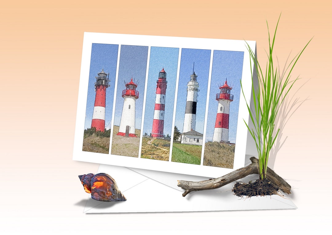Lighthouses Big Five, From Sylt and Amrum, Greetings Card, Art Print ...