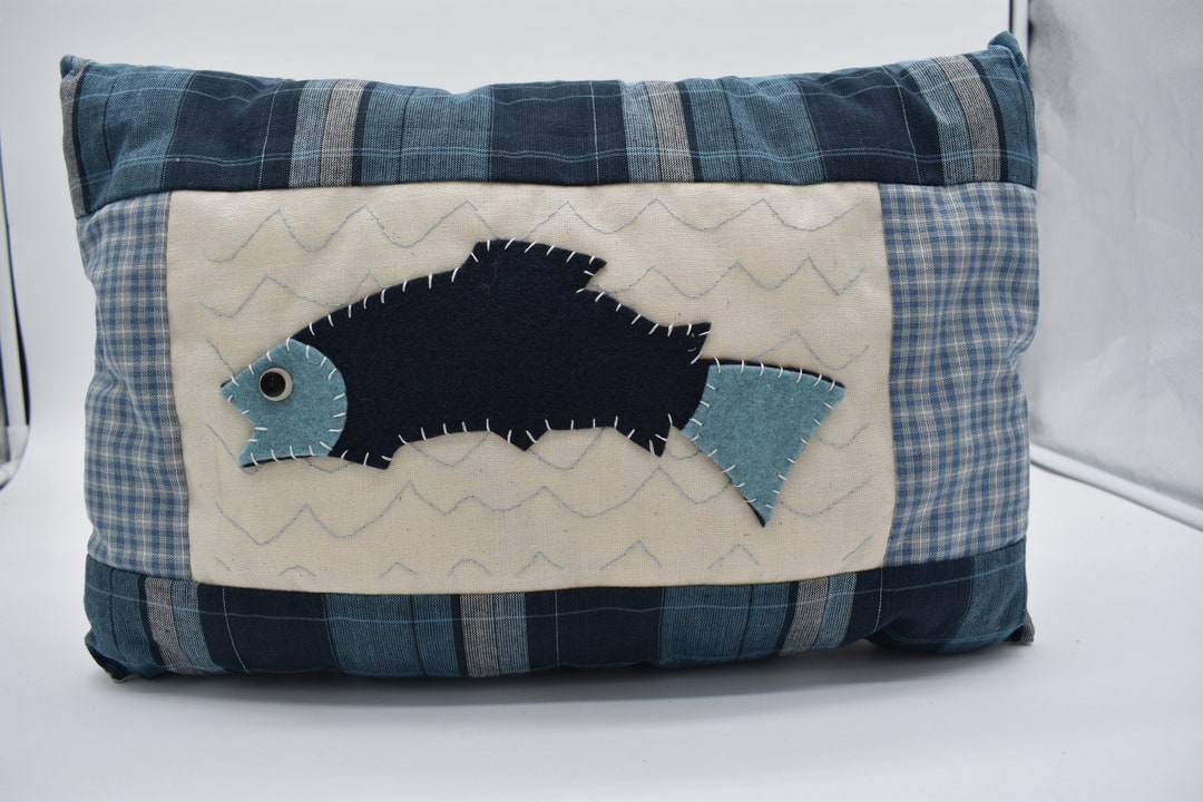 Felt Applique Fish Pillow Decor Nature - Etsy