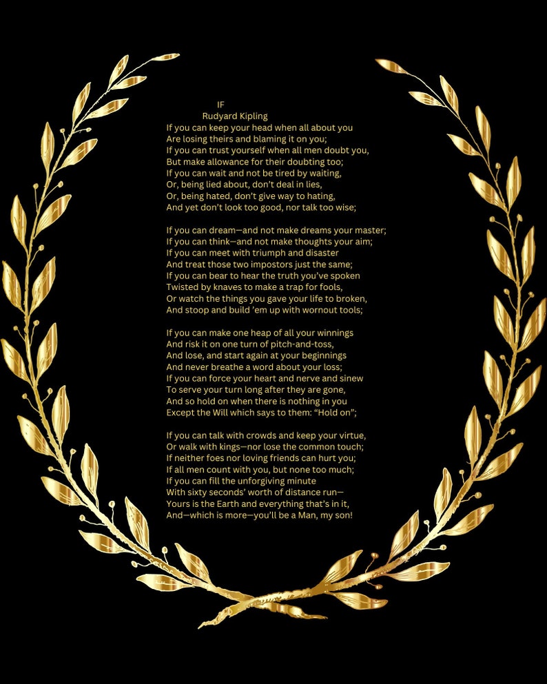 IF Poem, Rudyard Kipling, If Rudyard Kipling Poem, Kipling Print ...