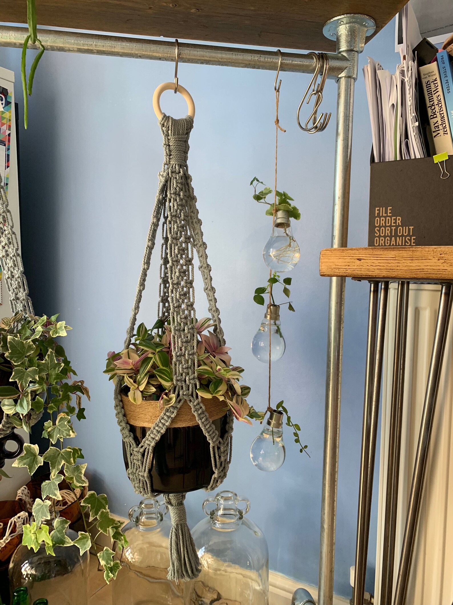 Macrame Plant Hanger / Mid-century Style / Vintage Plant Hanger / 1970s ...