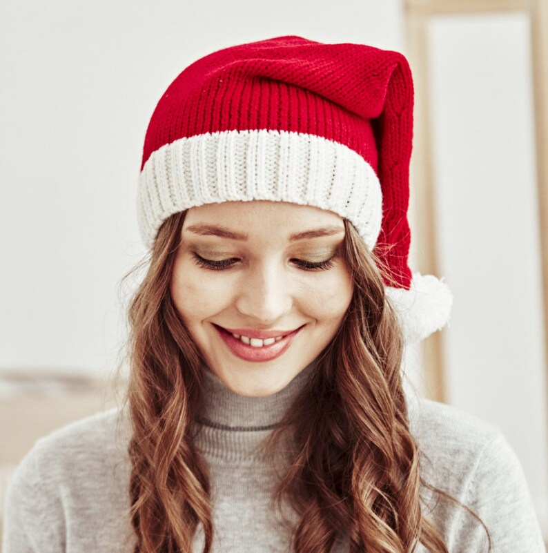Mommy and Me Matching Santa Hats Knitted Christmas Beanie - Etsy
