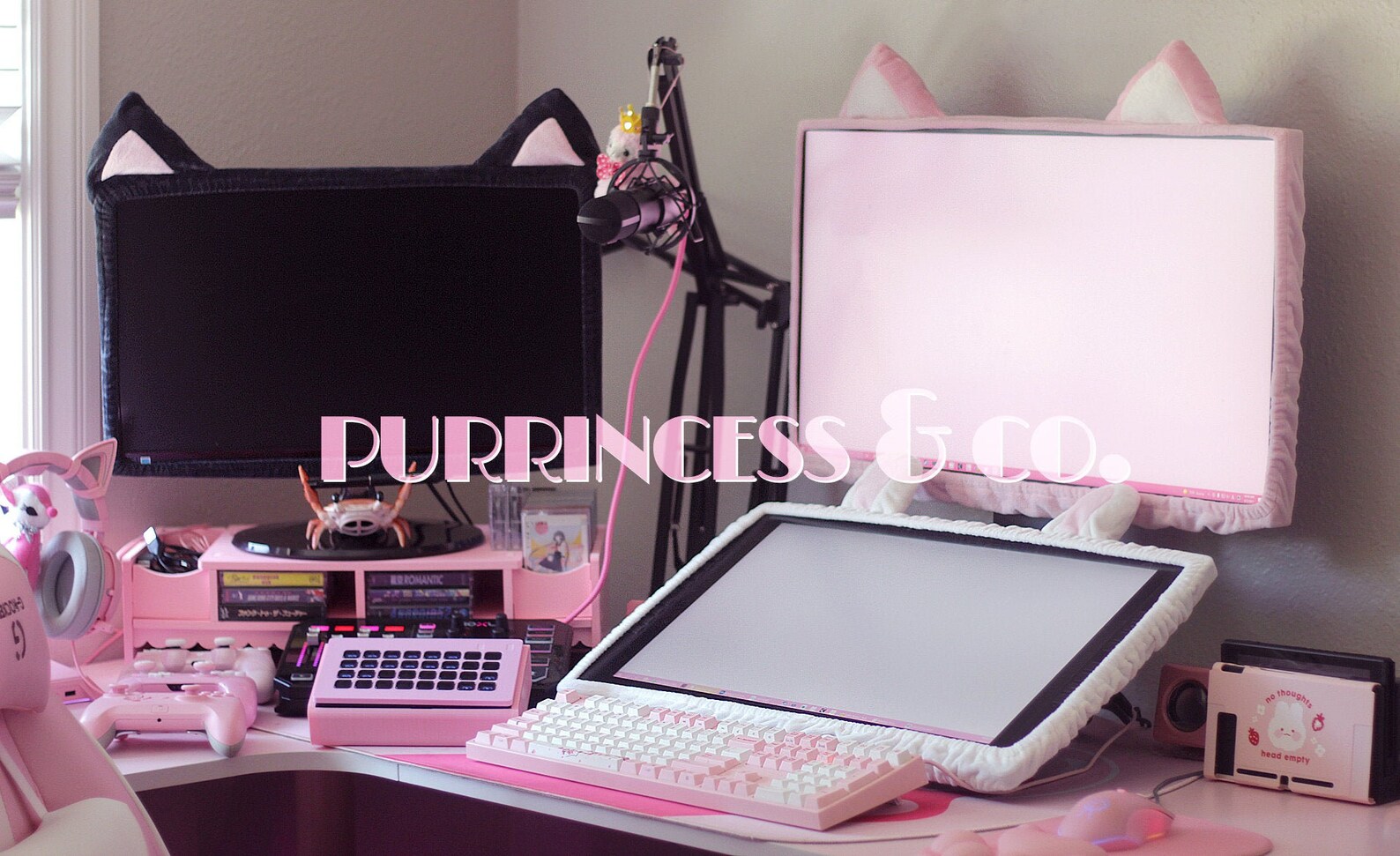 Cute Pastel Monitor Computer pc Screen Dust Cover Animal Ears | Etsy