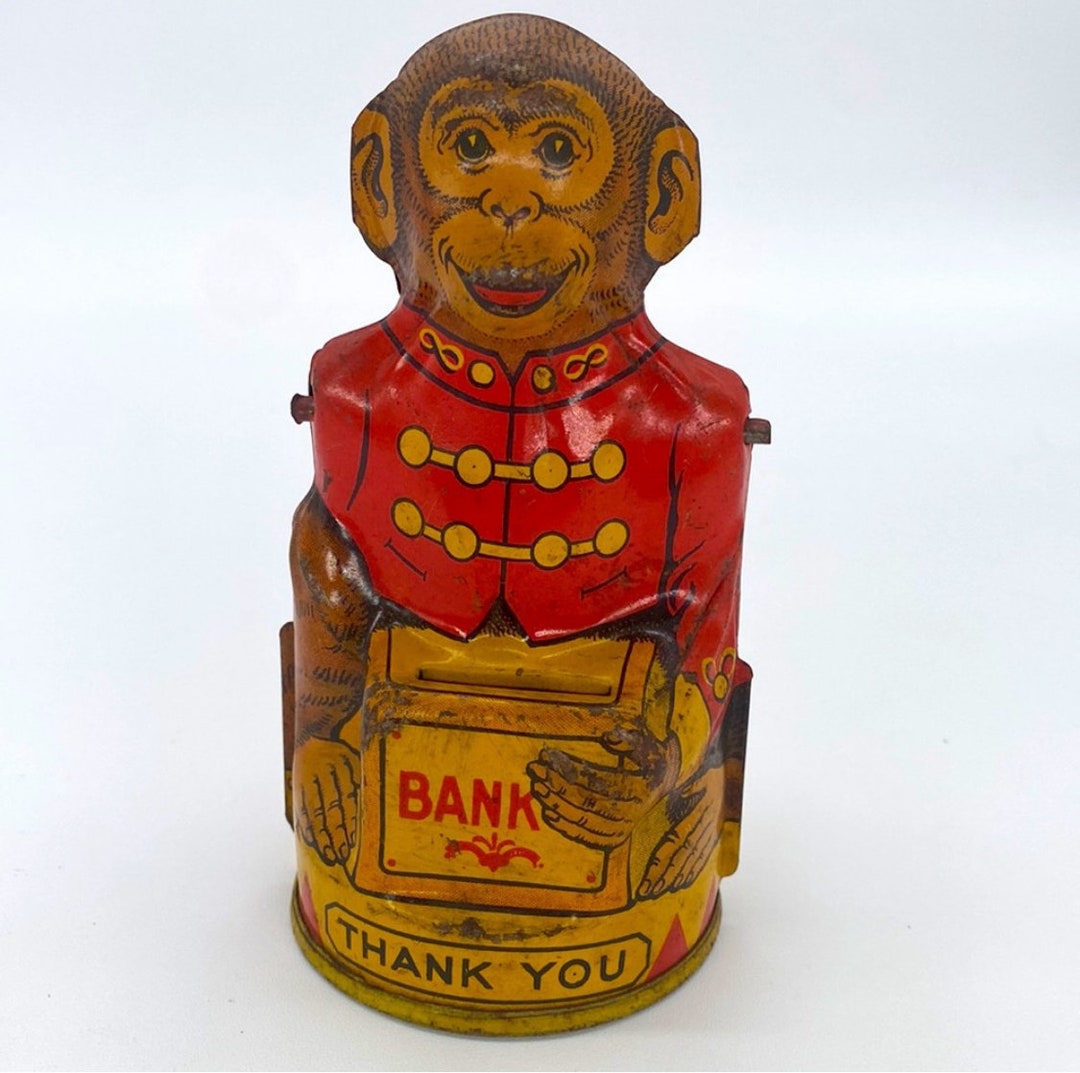 Vintage J Chein Tin Monkey Bank - Etsy