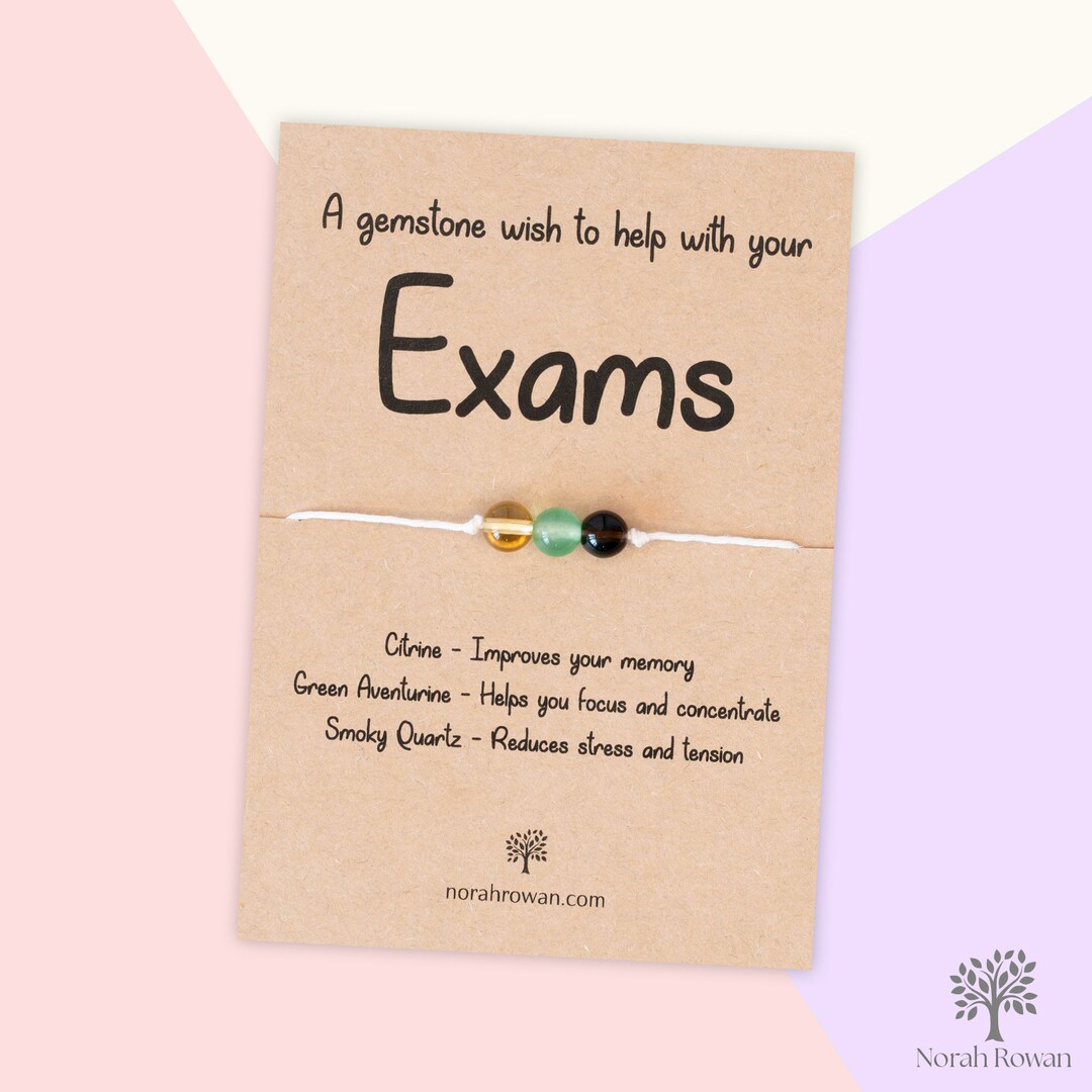 Exams Gemstone Wish Bracelet, Study Support Bracelet, Crystal Student ...