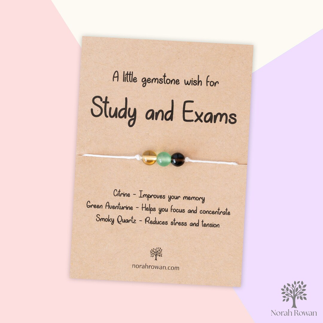Study and Exams Gemstone Wish Bracelet, Study Support Bracelet, Crystal ...