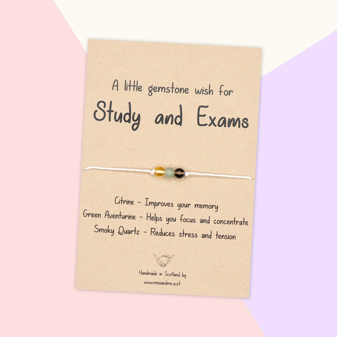 Study and Exams Gemstone Wish Bracelet, Study Support Bracelet, Crystal ...
