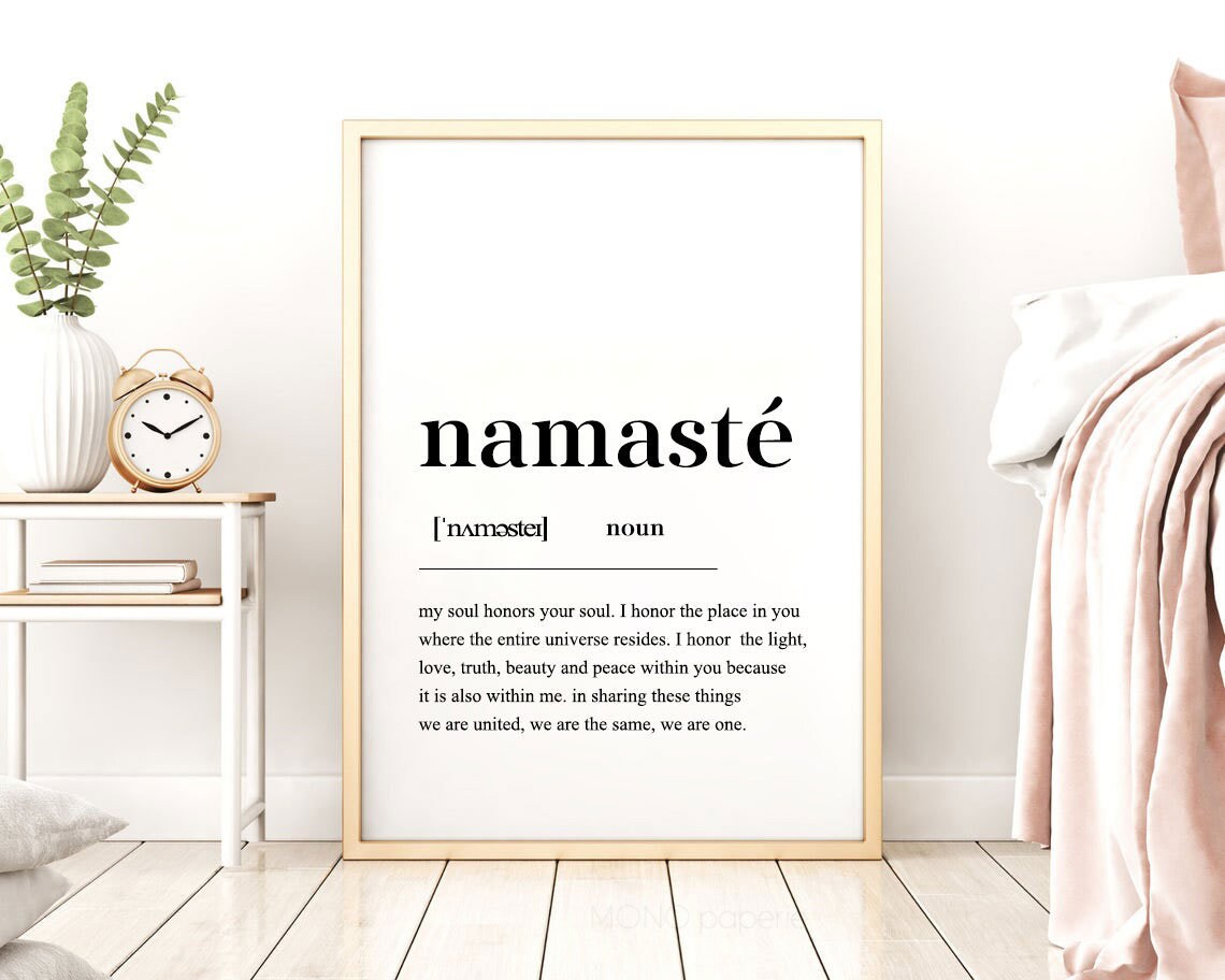 Namaste Definition Print Home Decor Contemporary Wall Art | Etsy