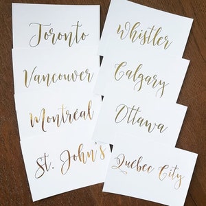 Custom Table Name Cards, Gold Foil Table Name, Gold Table Cards - Etsy
