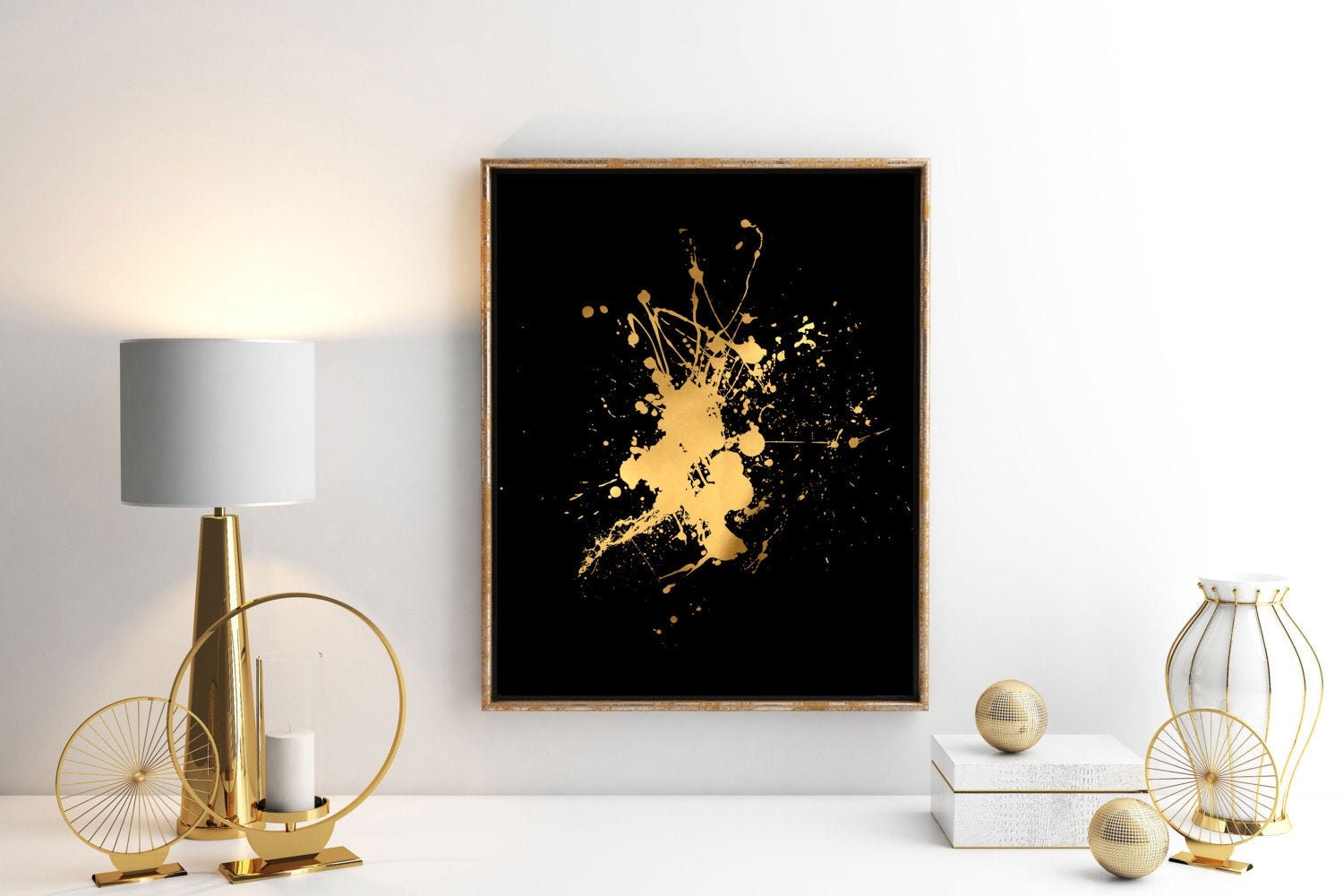 Ink Splatter Print Splatter Gold Foil Print Contemporary - Etsy UK